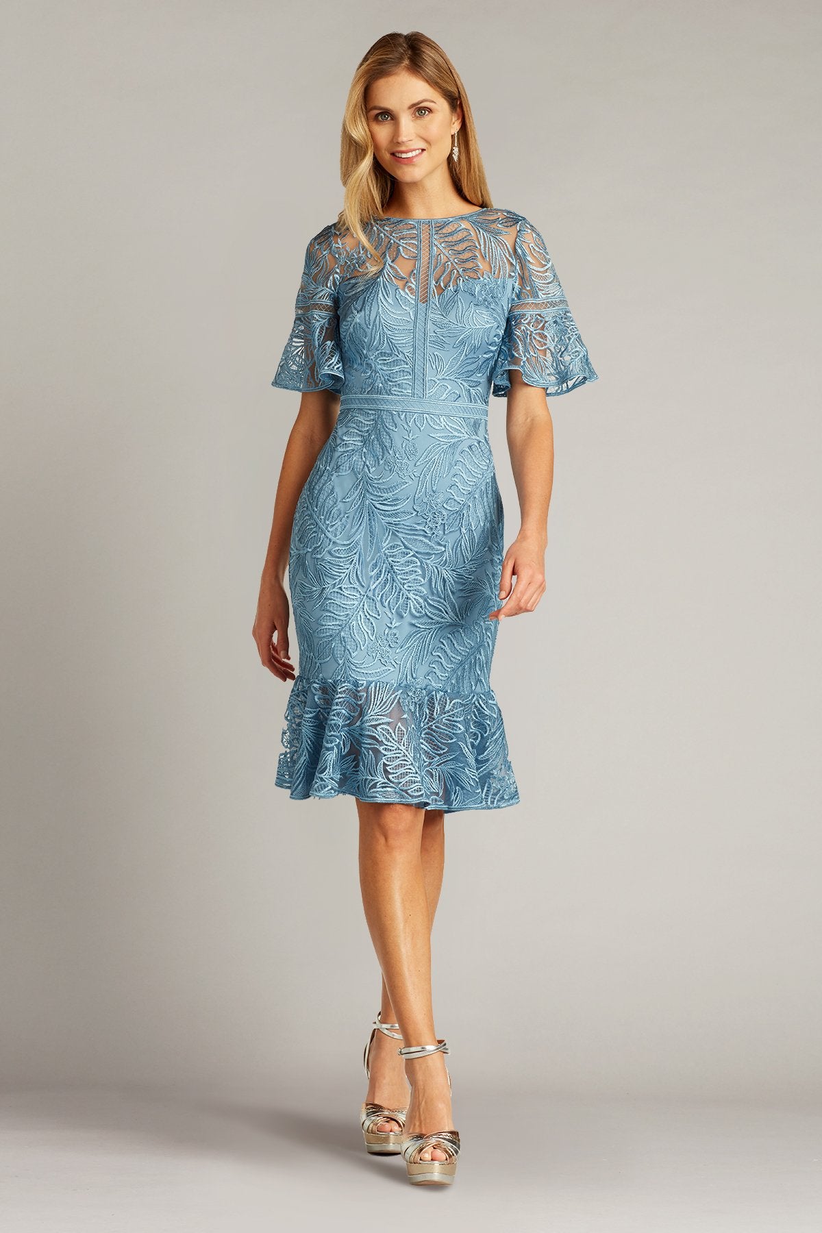 TADASHI SHOJI Embroidered Tulle Sheath Dress